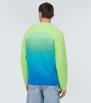 ERL Rainbow Knitted Mohair-blend Sweater - Green