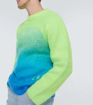 ERL Rainbow Knitted Mohair-blend Sweater - Green