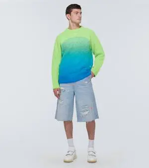 ERL Rainbow Knitted Mohair-blend Sweater - Green