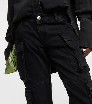 Attico Low-rise Straight Cargo Jeans - Black