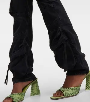 Attico Low-rise Straight Cargo Jeans - Black