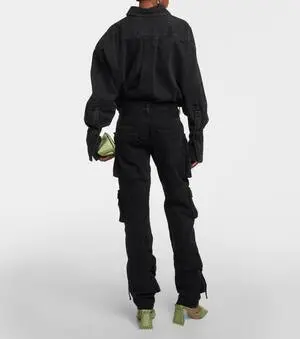 Attico Low-rise Straight Cargo Jeans - Black
