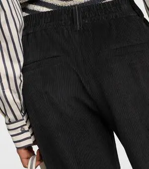 Brunello Cucinelli Corduroy Wide-leg Trousers - Black