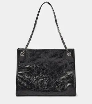 Saint Laurent Niki Crinkled Leather Shopper