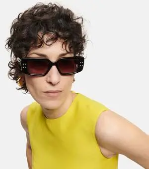 Valentino Garavani V-cinque Studded Rectangular Sunglasses - Black