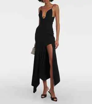 MUGLER Paneled Midi Dress