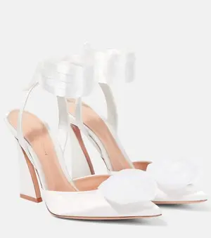 GIANVITO ROSSI Flower-embellished Satin Pumps