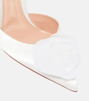 GIANVITO ROSSI Flower-embellished Satin Pumps