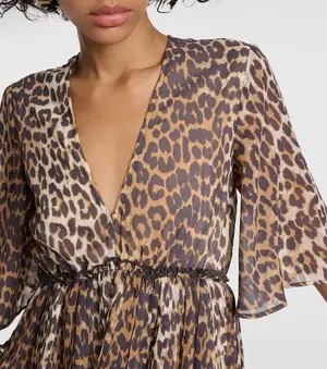 GANNI Leopard-print Georgette Blouse