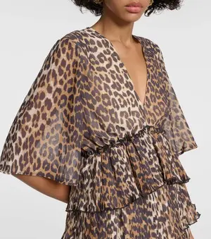 GANNI Leopard-print Georgette Blouse