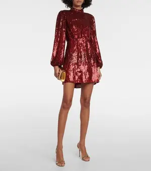 Rixo Samantha Sequined Mini Dress - Red