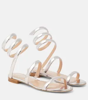 Rene Caovilla Cleo Mirrored Leather Sandals - Silver