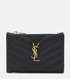 Saint Laurent Monogram Zipped Leather Wallet - Black
