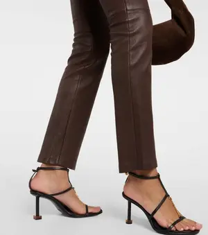 Stouls Leather Bootcut Pants - Brown