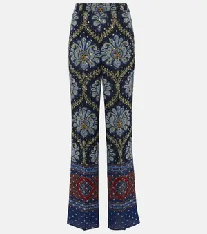 Etro Paisley Silk-blend Wide-leg Pants