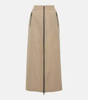 Brunello Cucinelli Taffeta Maxi Skirt - Brown