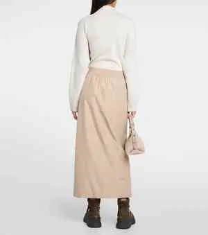 Brunello Cucinelli Taffeta Maxi Skirt - Brown