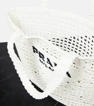 Prada Raffia-effect Crochet Shopper