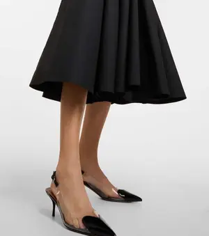 Alaïa Leather-trimmed Cotton Midi Dress