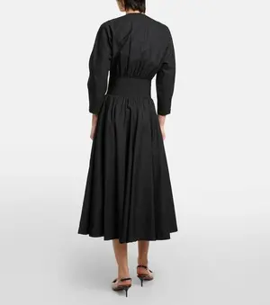 Alaïa Leather-trimmed Cotton Midi Dress