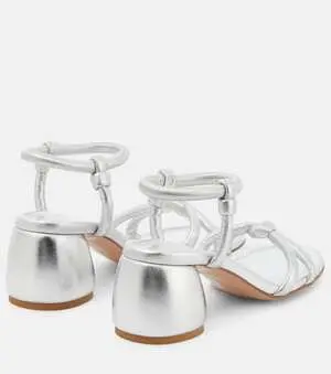 GIANVITO ROSSI Cassis Metallic Leather Sandals - Silver