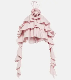 Blumarine Ruffled Halterneck Crop Top