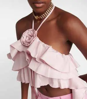 Blumarine Ruffled Halterneck Crop Top