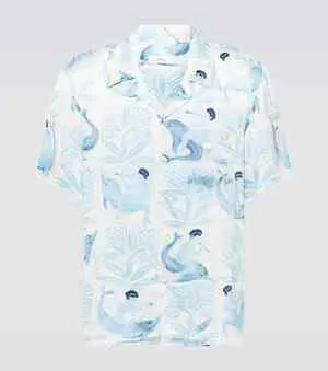 Commas Printed Bowling Shirt - Blue
