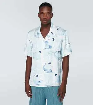 Commas Printed Bowling Shirt - Blue