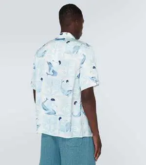Commas Printed Bowling Shirt - Blue