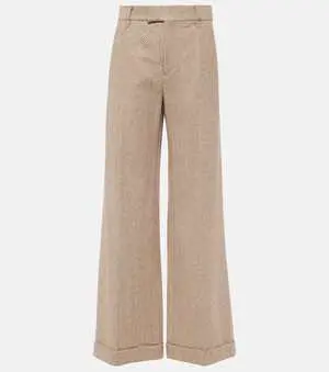 Brunello Cucinelli Chevron Wool-blend Flared Trousers