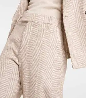 Brunello Cucinelli Chevron Wool-blend Flared Trousers