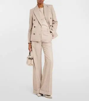 Brunello Cucinelli Chevron Wool-blend Flared Trousers
