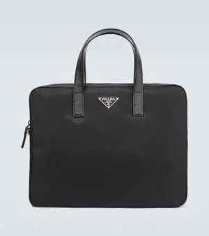 Prada Re-nylon Leather-trimmed Briefcase