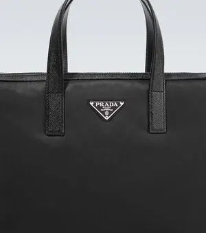 Prada Re-nylon Leather-trimmed Briefcase