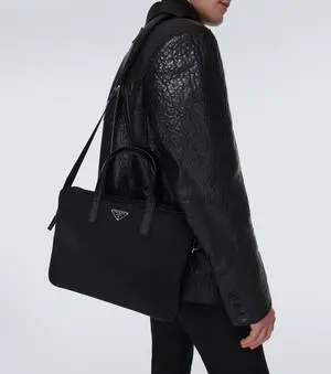 Prada Re-nylon Leather-trimmed Briefcase