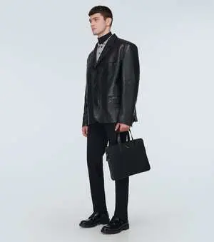 Prada Re-nylon Leather-trimmed Briefcase