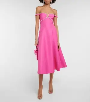 SELF-PORTRAIT Embellished A-line Midi Dress