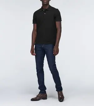 TOM FORD Short-sleeved Cotton Polo Shirt - Black