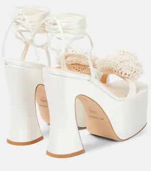 Magda Butrym Floral Appliqué Satin Platform Sandals - White