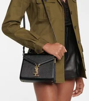Saint Laurent Cassandra Mini Leather Shoulder Bag - Black
