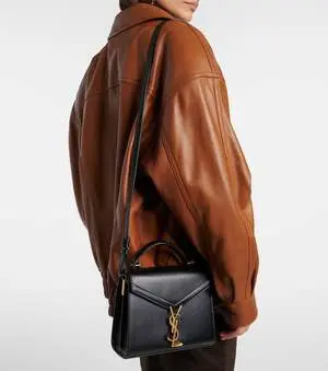 Saint Laurent Cassandra Mini Leather Shoulder Bag - Black