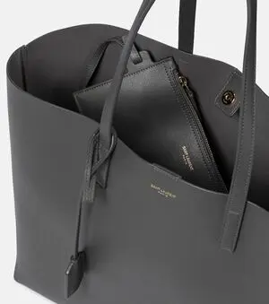 Saint Laurent Shopping E/w Leather Tote - Grey