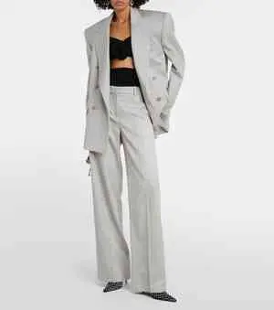 Magda Butrym Mid-rise Straight Wool Pants - Grey