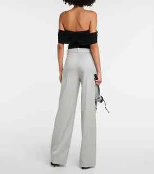 Magda Butrym Mid-rise Straight Wool Pants - Grey