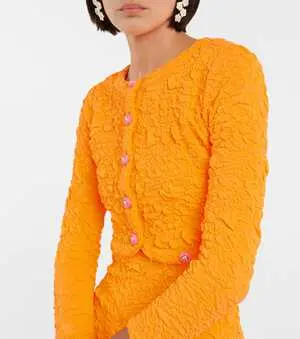 LoveShackFancy Senina Crinkled Cropped Cardigan