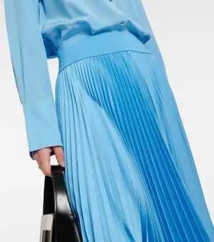 JOSEPH Adé Plisse Midi Skirt - Blue