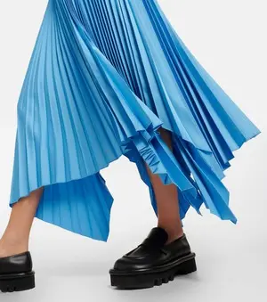 JOSEPH Adé Plisse Midi Skirt - Blue