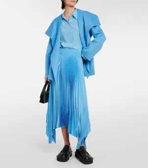 JOSEPH Adé Plisse Midi Skirt - Blue