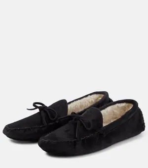 THE ROW Lucca Calf Hair Moccasins - Black